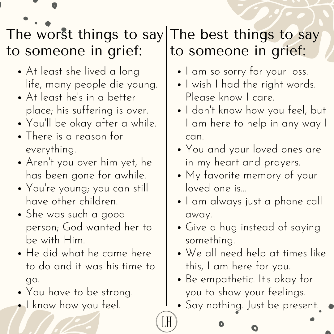 The Best & Worst Things To Say To Someone In Grief: - Lisa Haines LLC